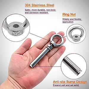 M8* 80mm Expansion Screw with Eye Ring Anchor Internal Eye Bolt Fastener 304 Stainless Steel 5 Pack (Ring Lifting Expansion Eyebolt M8* 80mm)