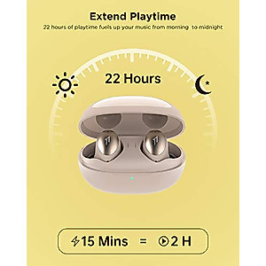 1MORE Colorbuds Wireless Earbuds Bluetooth 5.0 Headphone with Fast Charging, 22H，USB C, IPX5 Waterproof Stereo in-Ear Earphones CVC8.0 Build-in Dual Mic ENC Auto Play/Pause for Work Home Office Sport