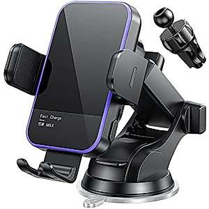 Wireless Car Charger,【7 Colored LED Backlit】Mosurr 15W Auto Clamping Car Charger Phone Mount Holder fit for iPhone 14 13 12 Mini Pro Max 11 XR XS X, Samsung Galaxy S23 Ultra S22 S21+ S10+ Note 20, etc