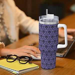 Haunted Mansions Print Insulated 40 Oz Stainless Steel Coffee Cup Thermos Travel Home Office Use Outdoor