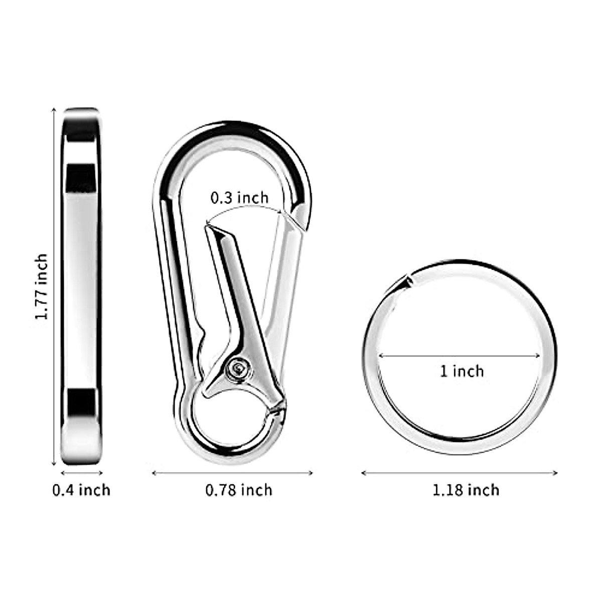 erduoduo 6 Pack keyring clip，Keychain Holder,Heavy Duty Carabiner Clip, Key Ring Chain Holder,Keychain Clip Organizer for Car/Key Finder, Clip for Keys