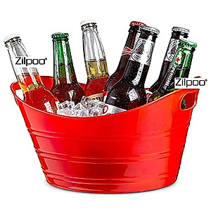 Zilpoo 4 Pack - Oval Storage Tub with Handles, Colorful Halloween Candy Bowl Holder, Classroom Organization Bins, Plastic Ice Bucket, Tubs, Baskets, 4.5L