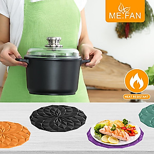 ME.FAN Silicone Trivet Mats - 4 Pack Pot Holders - 7.4'' Thickened Hot Pads for Hot pots, Pans and Dishes, Heat Resistant Silicone Trivet for Table and Counter Top Desert Sage