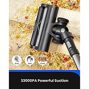 Proscenic P12 Cordless Vacuum Cleaner, Vertect Light, Anti-Tangle Brush, Stick Vacuum with Touch Display, 33Kpa/120AW Cordless Vacuum, Max 60mins Runtime, Deep Clean for Pet Hair, Hard Floor & Carpets