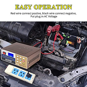 ADPOW 12 Volt Battery Charger 12V 24V 12A Automotive Smart Car Deep Cycle Battery Chargers Maintainer Intelligent Pulse Repair for Boat Marine Truck Lawn Mower with Terminal Clean Brush