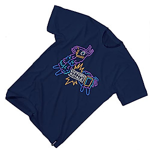 FORTNITE Boys Video Game Shirt - Squad Up, Llamas, Cuddle Team, Durr Burger, Guaco's Tacos T-Shirt (Navy Llama, X-Large)
