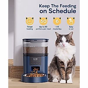 oneisall Automatic Cat Feeders, 17 Cup Timed Dry Food Dispenser for Cats Dogs Pets with Programmable Portion Control, Up to 50 Portions, 6 Meals per Day, Voice Recorder