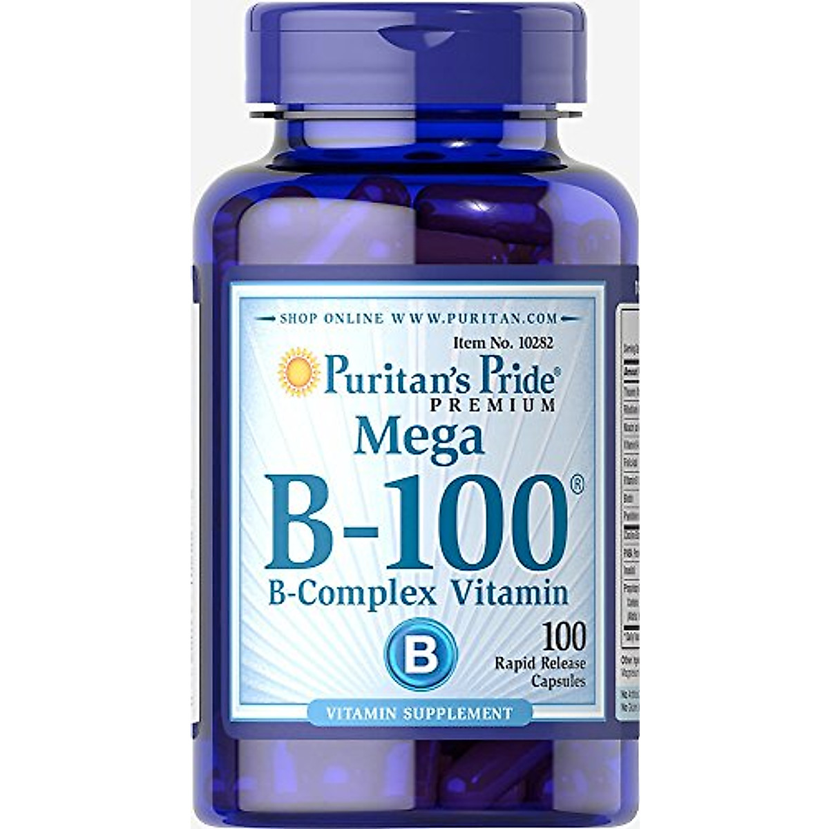 Puritans Pride Vitamin B-100 Complex, Nervous System Support, 100 Count (MP_1000003127)