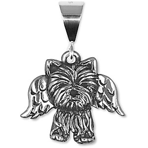 The Magic Zoo Sterling Silver Yorkie Angel Pendant for Necklace – Handcrafted in the USA Yorkie Jewelry Gifts for Women – Yorkshire Terrier Lover