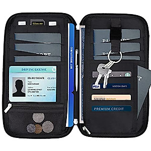 WALNEW Family Passport Holder & Travel Wallet, RFID Blocking Family Passport Wallet Travel Document Organize Zipper Case for Women Men