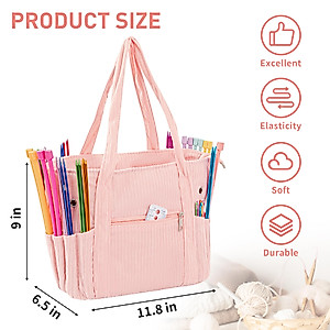 AGX Bravo Crochet Bag Yarn Holder Storage Crochet Organizer Knitting Tote Bags for Women Large Capacity Yarn Organizer for Crocheting Accessories, Knitting Needles Crochet Hook Case for Travel (Pink)