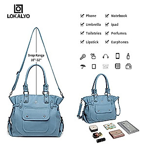 LOKALYO Roomy Fashion Hobo Womens Handbags Ladies Purse Satchel Shoulder Bags Tote Vegan Leather Bag Travel bags(SKY Blue)