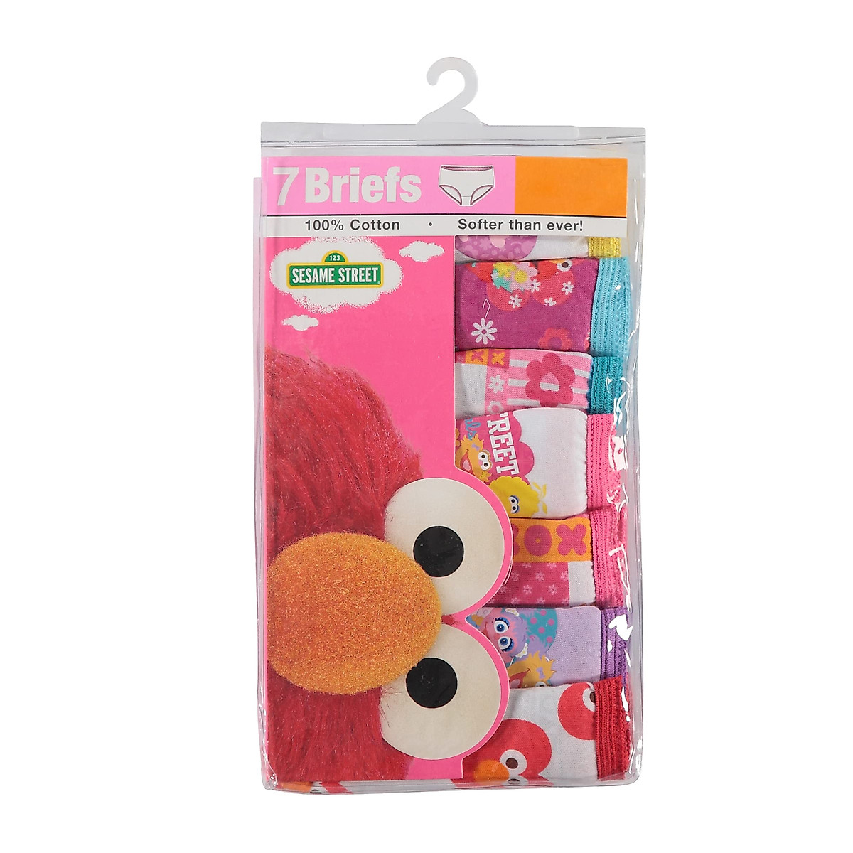 Sesame Street Girls' Toddler 100% Combed Cotton Panties Multipacks with Favorites Elmo, Cookie Monster & Big Bird in 18M, 2/3T, 4T, 7-Pack