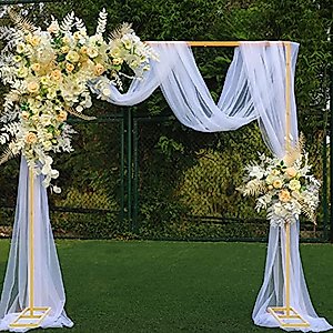 Tongmo 10x10 FT Heavy Duty Backdrop Stand, Adjustable& Stable Pipe and Drape Stand, Gold Metal Backdrop Stand for Parties Wedding Birthday Photography Photo Booth Background
