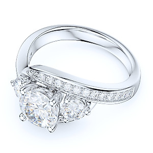 PRSTANI Sterling Silver Fancy Split Three Stone Style Round Brilliant Cut Genuine Moissanite Promise Engagement Ring (8)