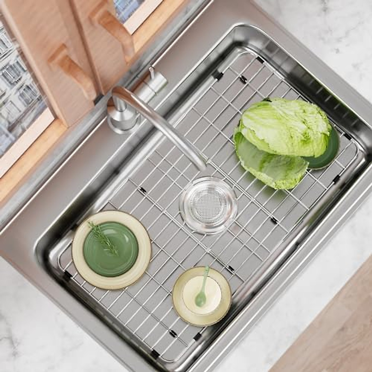 iPEGTOP Sink Bottom Grid, Stainless Steel Sink Protector 28-1/2" x 15-1/2" Centered Drain Hole with Corner Radius, Sink Grate for Bottom of Kitchen Sink Single Sink Bowl with Sink Hole Cover