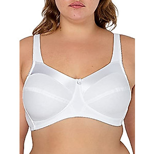 Fruit of the Loom Women's Seamed Soft Cup Wirefree Cotton Bra with Satin Trim, Sand/White, 36C