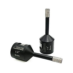 SHDIATOOL Diamond Core Drill Bits 2PCS 1/4 Inch for Porcelain Ceramic Tile Marble Brick Vacuum Brazed Hole Saw 6mm