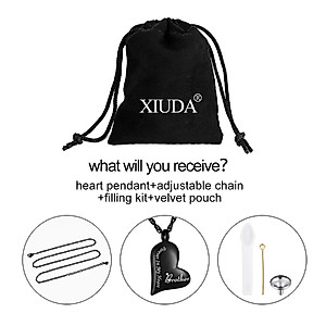 XIUDA Urn Necklace for Ashes Forever in My Heart Pendant Cremation Necklace Stainless Steel Ashes Jewelry for Dad Mom