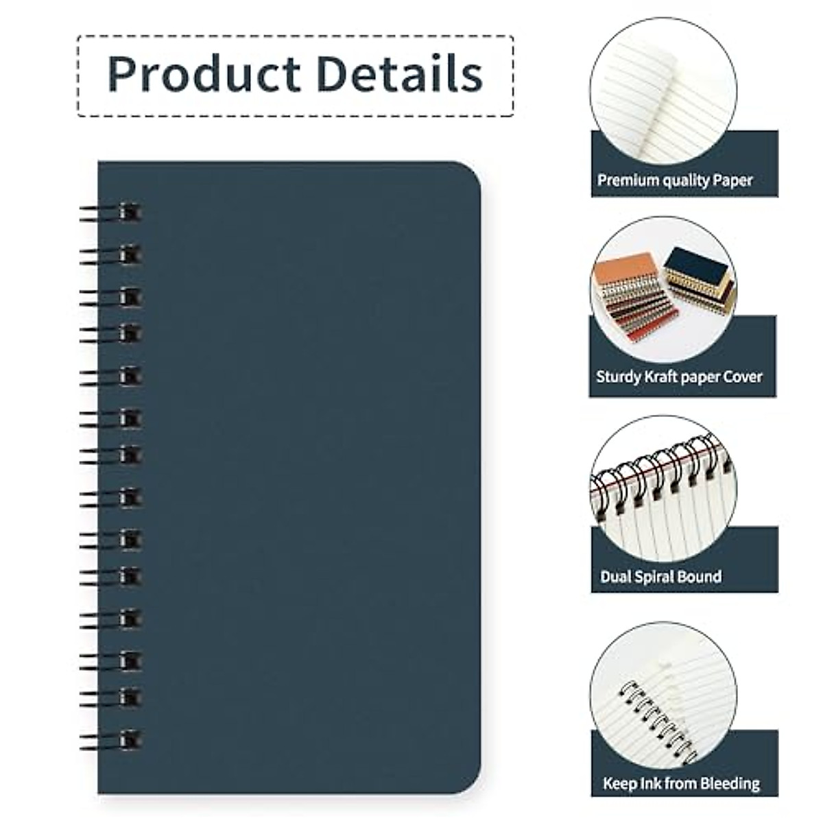 EOOUT 12pcs Small Spiral Notebooks, 3x5 Pocket Notebooks With Lined Pages, 60 Sheet Pads for Home Office and School Accessories