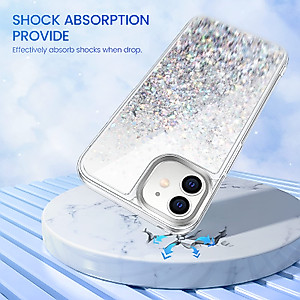 Caka iPhone 12 Pro Case, Glitter with Liquid Sparkle, White Mineral Oil, TPU Material, Wireless Charging Compatible, Silver (6.1 inches)