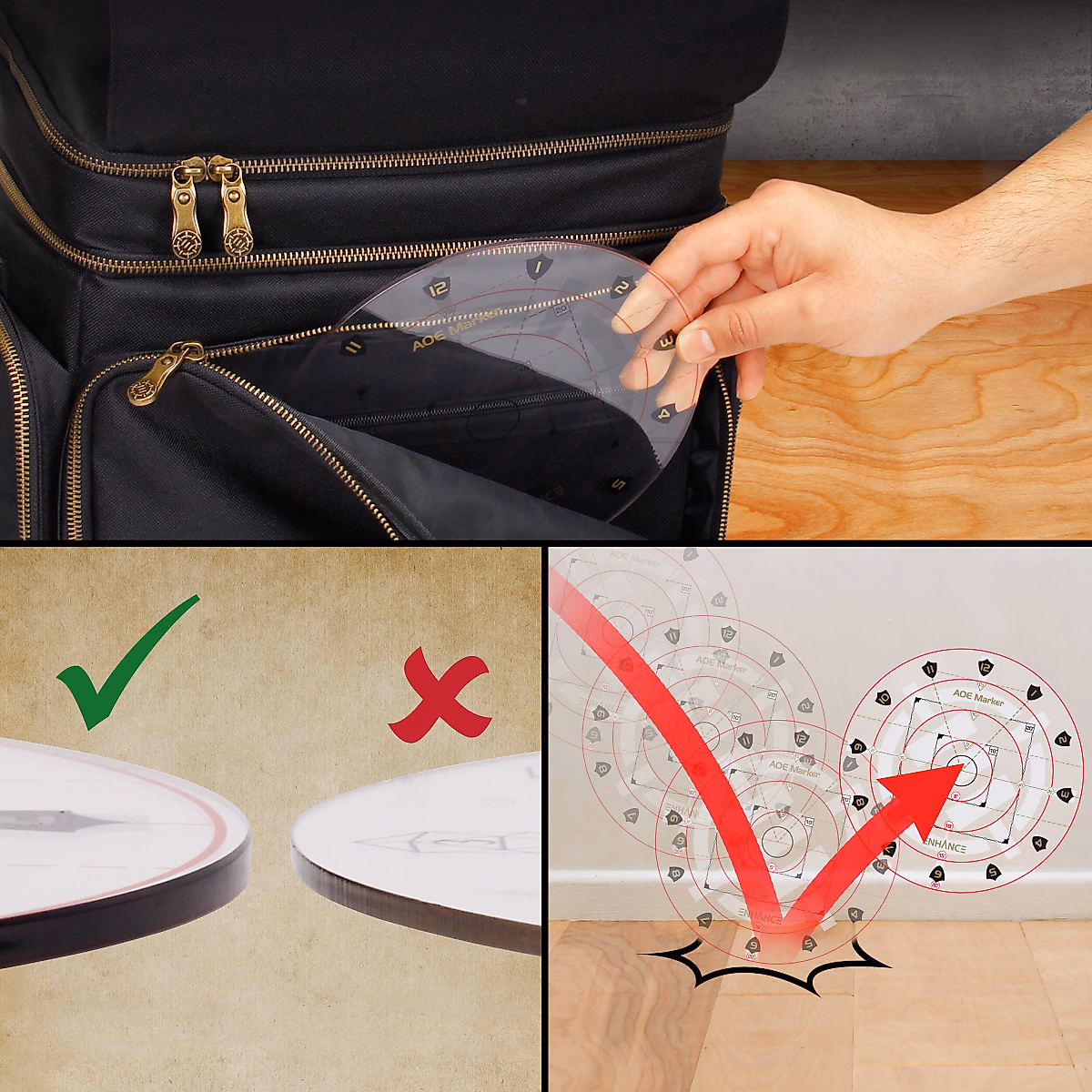 ENHANCE 30ft Spell AOE Damage Template - DND Area of Effect Marker for 1" Battle Grid Mat or Grid-Less Terrain - Upgraded Measure Tool Quickly Determines Spell Effects - Perfect for Tabletop RPG DMS