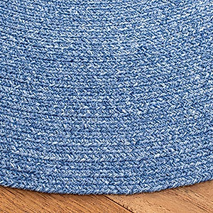 SAFAVIEH Braided Collection 8' Round Blue BRD800M Handmade Country Cottage Reversible Entryway Foyer Living Room Bedroom Kitchen Area Rug