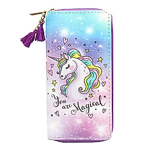 MayeBridge Women’s Printed Zip Around Wallet Unicorn Wallets Purse Unicorn Zipper Wallet Long Clutch Bag PU Leather Purse For Girls Women Christmas Gift(Unicorn C0514)
