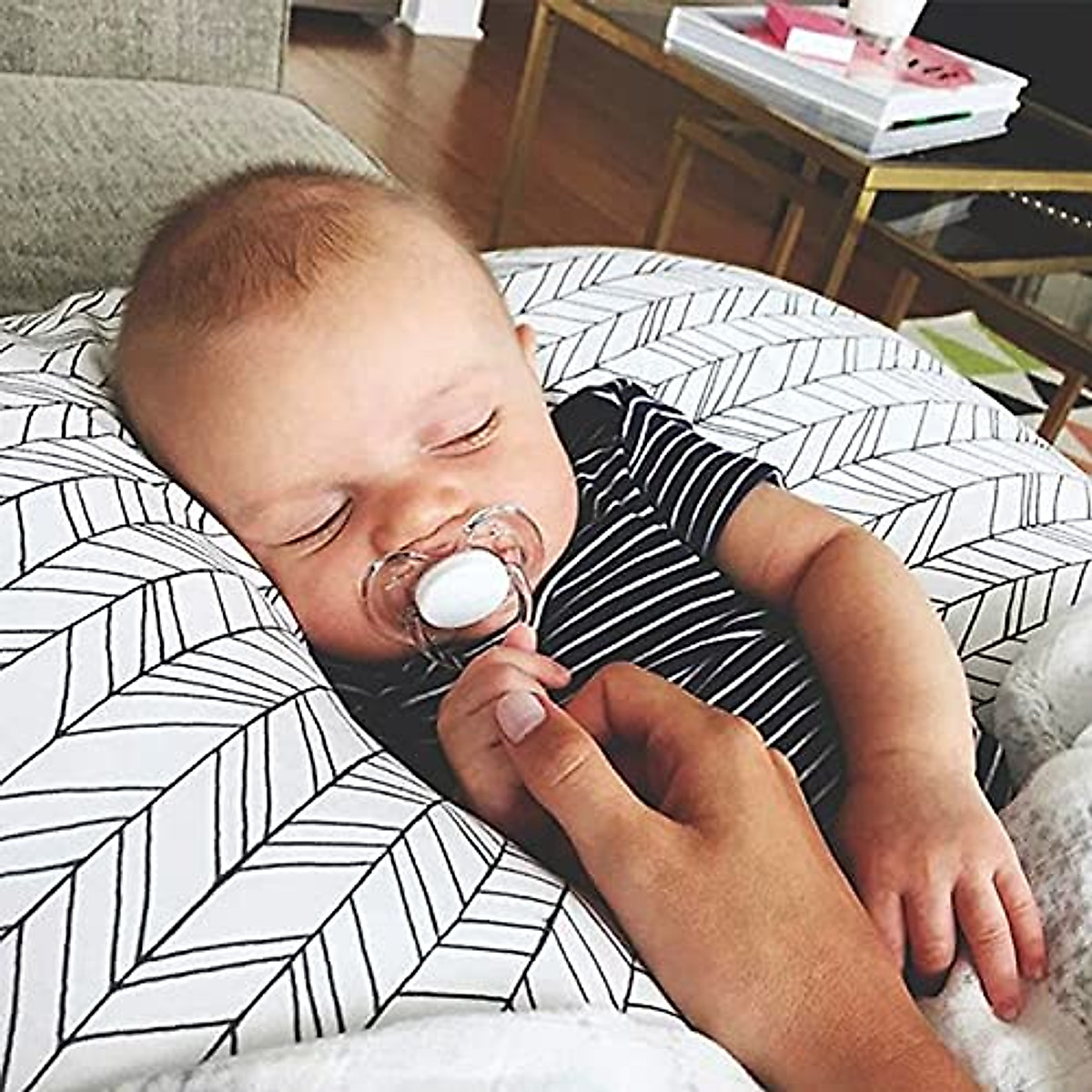 Nursing Pillow Cover 2 Pack for Breastfeeding Pillows 100% Cotton Soft Breastfeeding Nursing Pillow Cover for Moms Baby Boy or Infant (Geometry &Leopard)