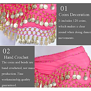 Lauthen.S 128 Coins Belly Dance Hip Scarf Tribal Belt Halloween Genie Costume Accessory Black