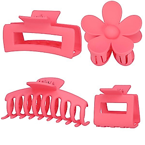 4 Pack Claw Clips Flower Hair Clips Banana Hair Claws Large and Small Rectangular Hair Clips for Women Girls Hair Jaw for Thin Thick Hair