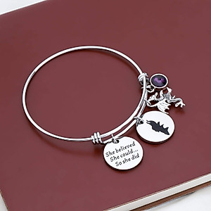 PLITI She Believed She Could So She Did Horns Silhouette Bangle for Friend Family (she believed male bg)