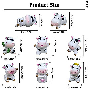 8 Styles Mini Cow Figurines, Fairy Garden Miniature Animals Farm Cattle Accessories, DIY Terrarium Moss Landscape Ornament Plant Pot Craft Dollhouse Decoration