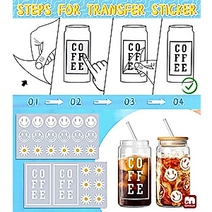 GMISUN Glass Cups with Lids and Straws, 16oz Iced Coffee Cup, Beer Can Glass with Lids and Straw, Drinking Glasses with Bamboo Lids Coffee Bar Accessories for Beer/Juice, Exclusive Transfer Labels