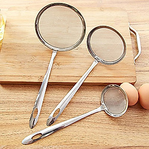 PoityA 1Pc Stainless Steel Fine Mesh Oil Strainers Flour Filter Colander Kitchen Tool