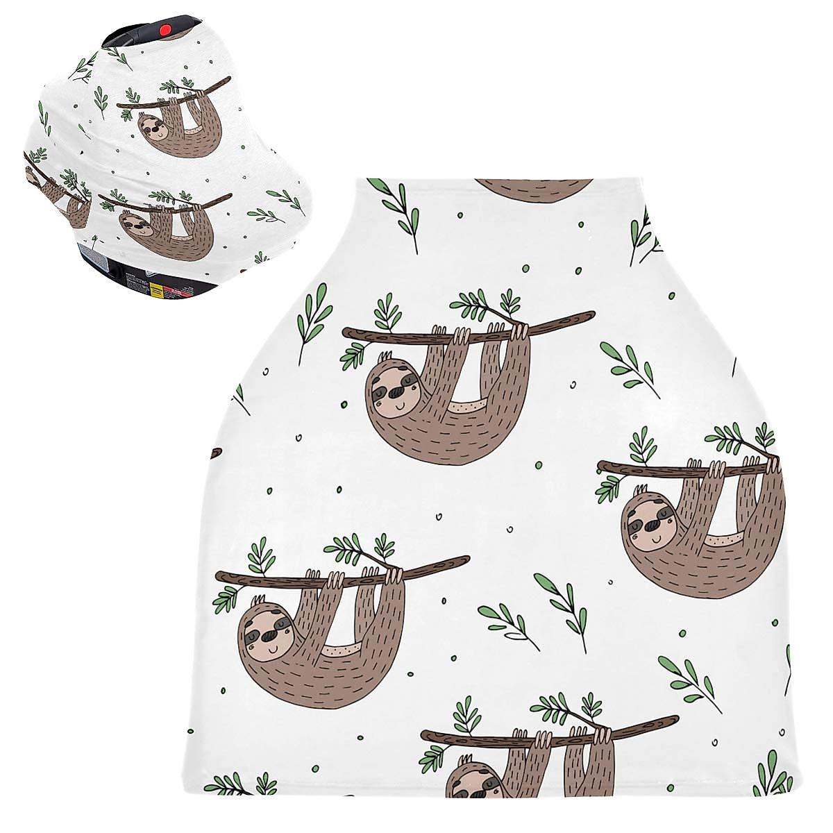 Nursing Cover Breastfeeding Scarf, Cute Doodle Sloth Car Seat Covers for Babies Infant, Stroller Cover, Carseat Canopy for Boys Girls