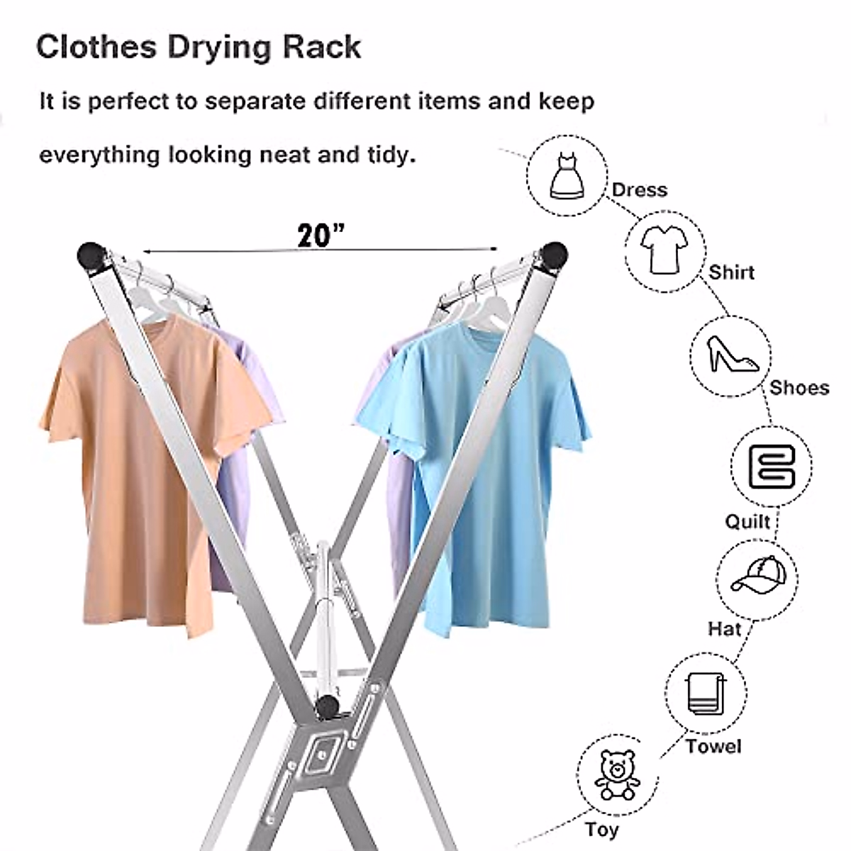 Kdpranky Clothes Drying Rack, Heavy Duty Foldable Laundry Drying Rack, Retractable Space Saving Drying Rack, Stainless Steel Garment Rack for Indoor and Outdoor Use, 1.5M/59IN
