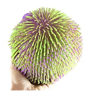 Curious Minds Busy Bags 1 Multi-Color Tie Dye Swirl Jumbo 8" Puffer Ball - Sensory Therapy Fidget Stress Balls - OT Autism SPD (1 Green and Purple Ball)
