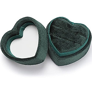 WantGor Velvet Ring Box, Double Jewelry Ring Gift Box Vintage Ring Display Holder Engagement Wedding Box with Detachable Lid (Green)