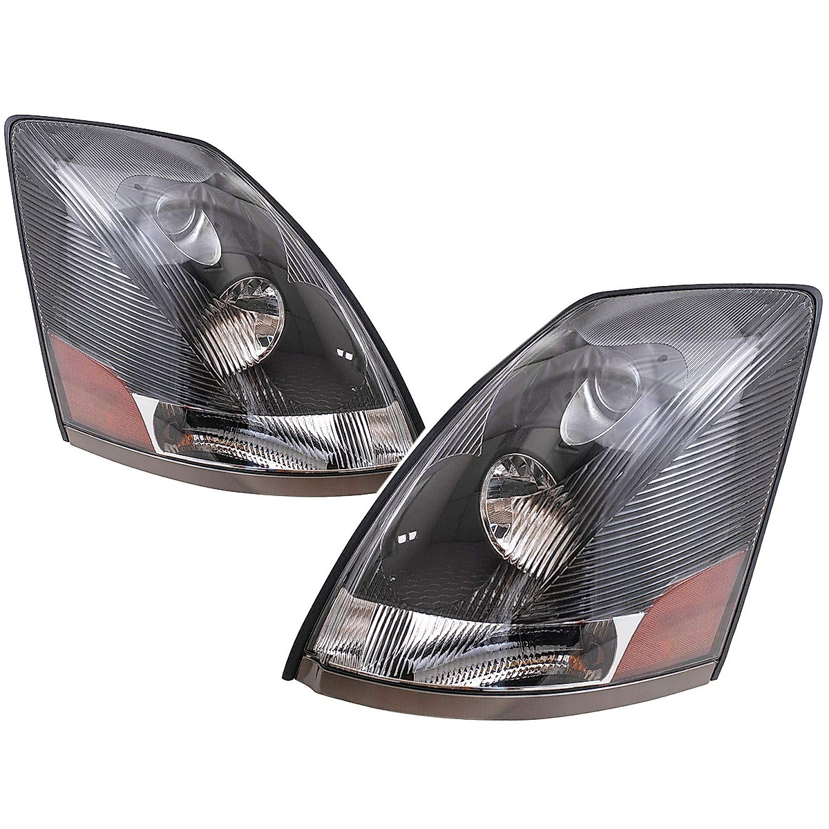 Auto Parts Avenue Replacement Headlight Black for 2004-2018 04-18 VN VNM VNL 200 300 430 630 670 730 780 Pair Passenger Right RH Driver Left LH Side with Free 18" Steering Wheel Cover