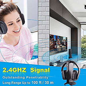 ANSTEN Wireless Headphones for Smart TV Watching with 2.4G RF Transmitter Charging Dock (Digital Optical AUX RCA),Tv Headphones Wireless for Seniors, 100ft Wireless Range No Audio Delay