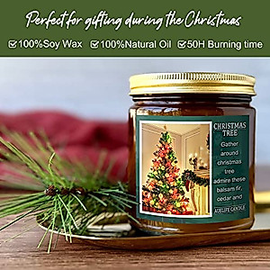 Christmas Tree Candles Soy Candle Gifts for Women Men Balsam Fir Cedar Holly and Evergreen Holiday Scented Candles for Home 50 Hour Burn Time 7oz Clear Jar Candle