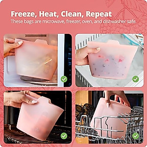 Greater Goods Reusable Silicone Containers for Food Storage, BPA- Free, Microwave, and Oven Safe, Pink, 24 Oz (1 Set of 3)