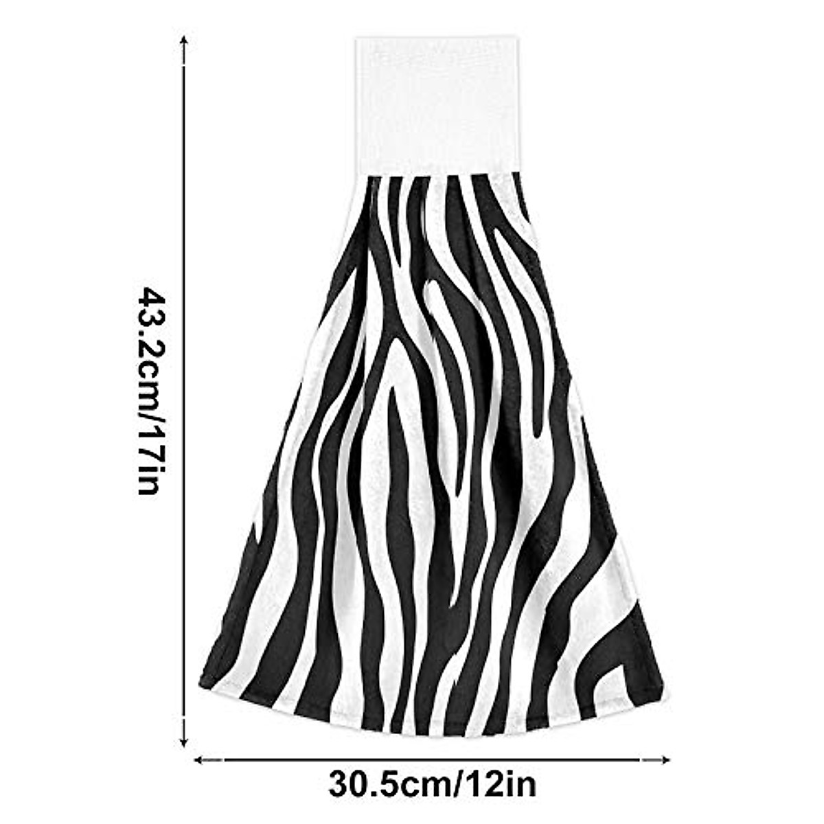 xigua Zebra Hanging Tie Towel Set of 2 Absorbent Soft Wipe Cloth Hanging Hand Towels for Kitchen Bathroom Home Decor
