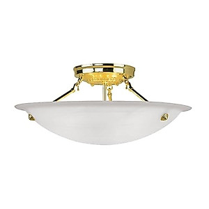 Livex Lighting 4274-02 Flush Mount with White Alabaster Glass Shades, Polished Brass