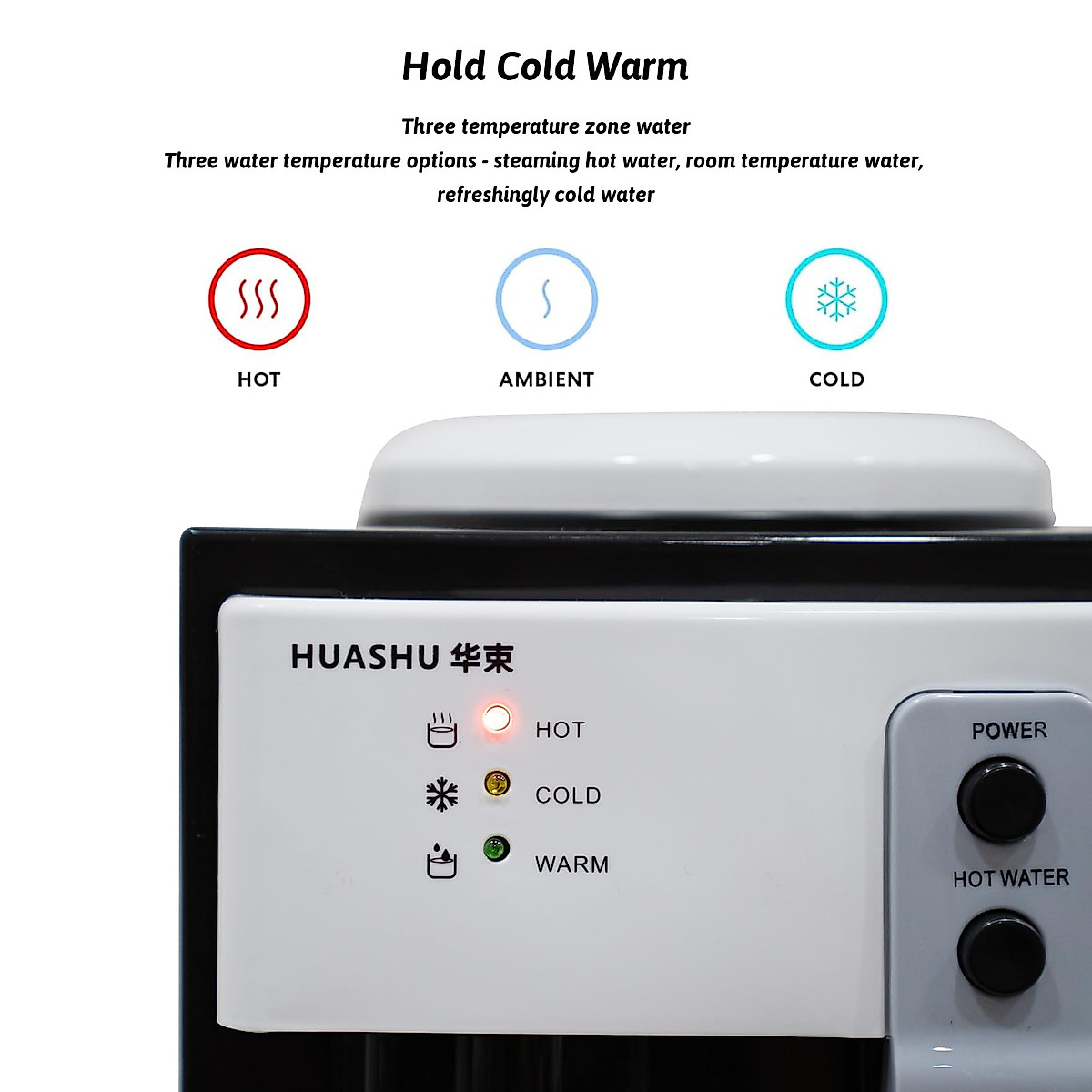 Top Loading Water Cooler Dispenser, 5 Gallon Water Dispenser w/ 3 Temperature Setting, Hot & Cold Water Dispenser for Home, Office & Dormitory (White)