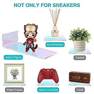 MVYAVYUS Colorful Acrylic Floating Sport Shoe Shelves, Wall Mounted Shoe Shelves, Sneaker or Shoe Box Display Shelves, Levitating Shoe Rack for Wall (10PCS)
