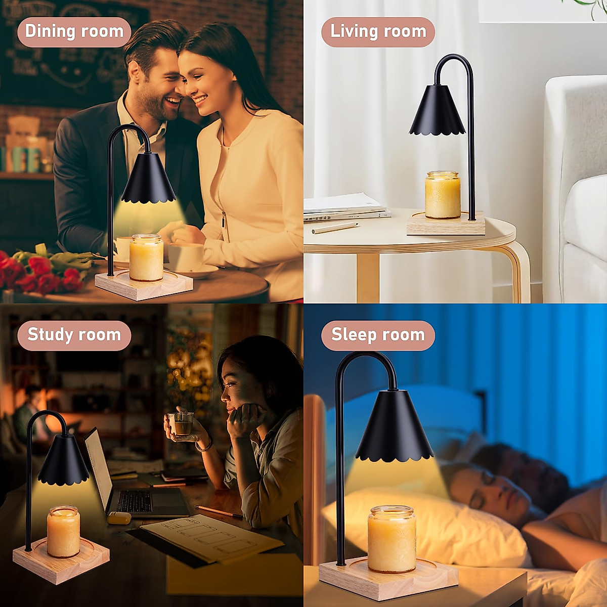 Abisailov Electric Candle Warmer Lamp with Timer, Candle Lamp Warmer for Jar Candles, Dimmable Lamp Candle Warmer Light, Aesthetic Candle Warming Lamp, Modern Candel Warmer