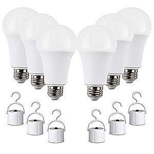 LABORATE LIGHTING Rechargeable LED Light Bulbs with Battery Backup, Emergency LED Bulb, Pack of 6, LED 60 Watt Bulb