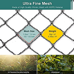 Bird Netting for Garden - 13 x 40 FT Heavy Duty Anti Bird Netting Mesh with Ties and Landscape Staples for Vegetable, Fruit Trees & Other Plants, Lasting Against Birds Deer Squirrels and Poultry